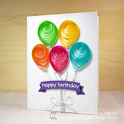 Happy Birthday with Quilled Balloon Design - CutCardStock Blog