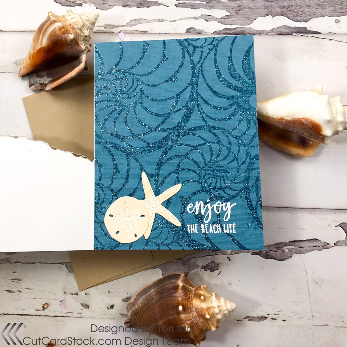 Sandy Layered Beach Card - CutCardStock Blog